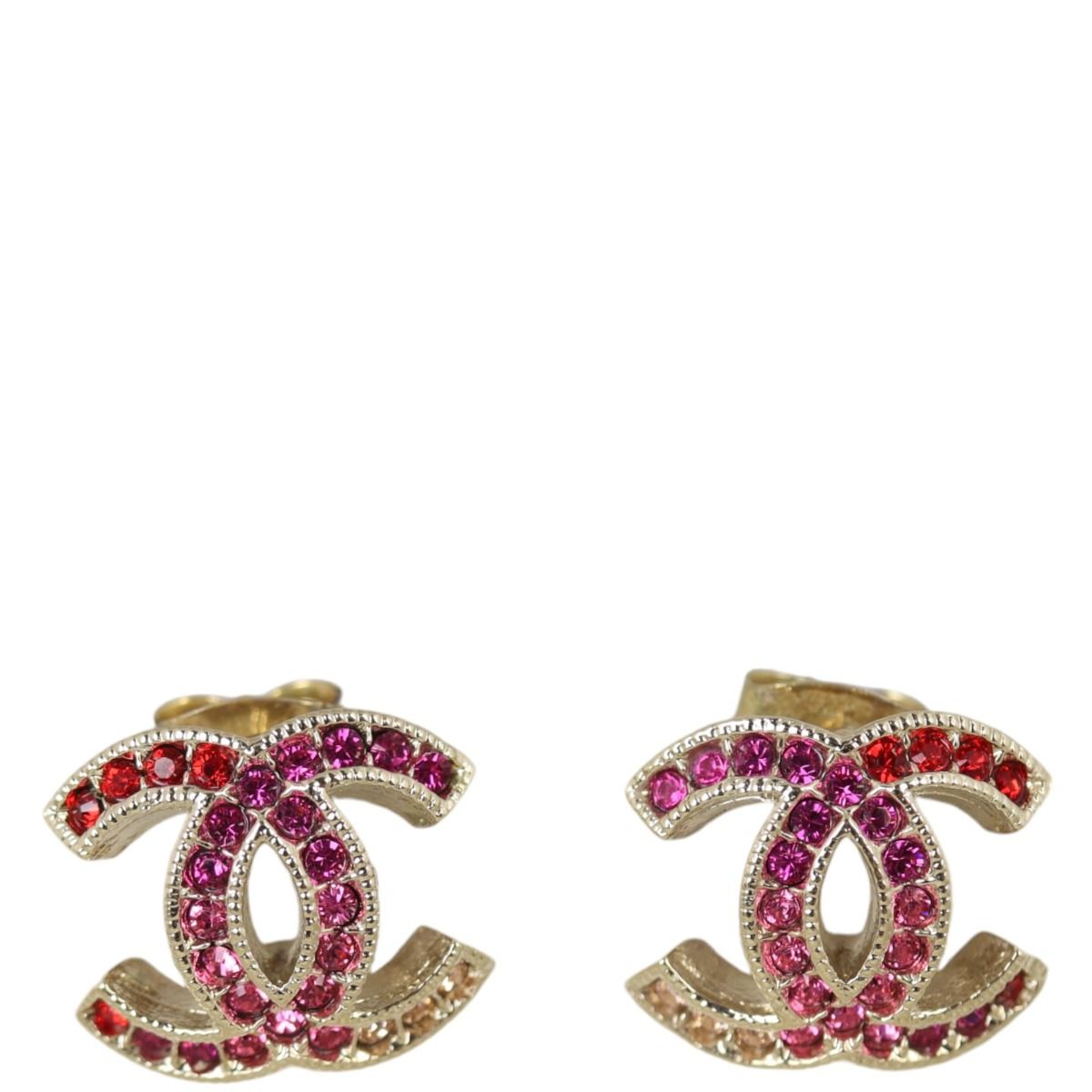 Chanel CC Crystal Stud Earrings